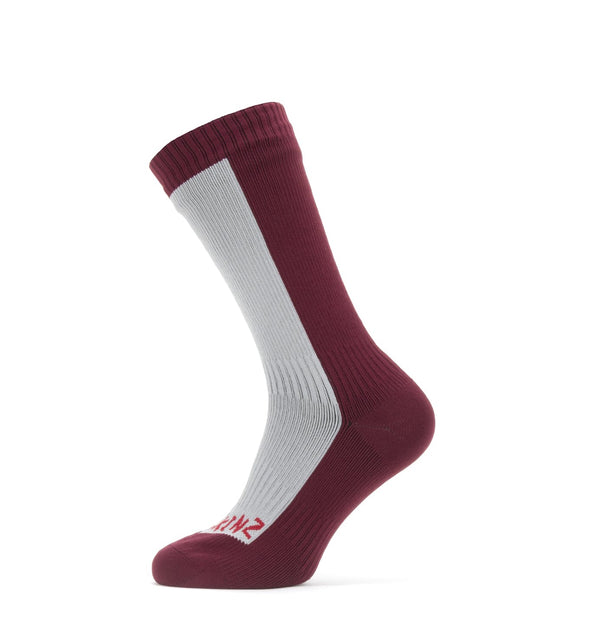 Sealskinz Starston Waterproof Cold Weather Mid Length Sock - Grey/Red ...