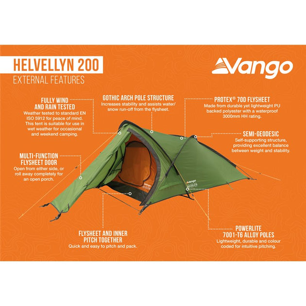 Vango Helvellyn 200 Backpacking Tent Version - Green – Fresh Air Junkie